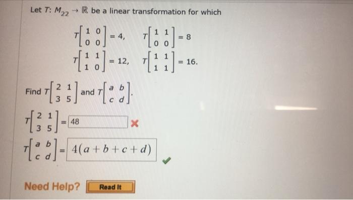 Solved Let T: R2 R3 be a linear transformation for which - | Chegg.com