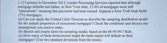 Solved 1. (15 points) In December 2013, Lender Processing | Chegg.com