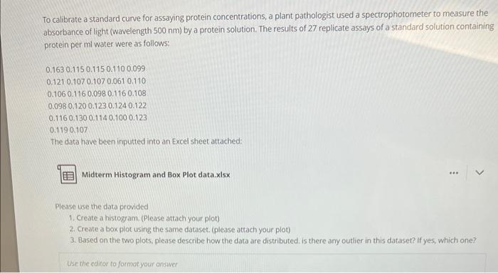 Solved To calibrate a standard curve for assaying protein | Chegg.com