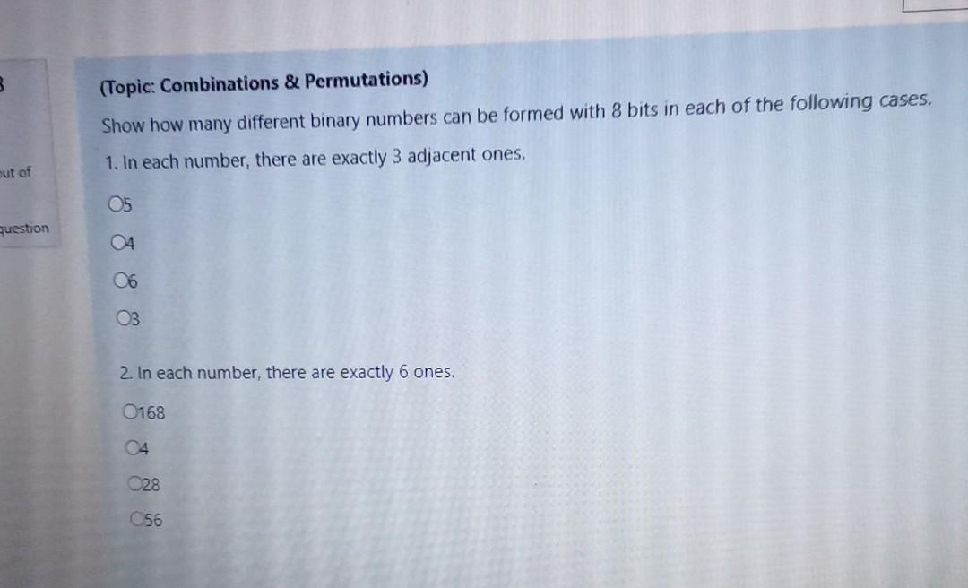 Solved (Topic: Combinations & Permutations) Show how many | Chegg.com