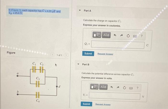 Solved In (Eigure 1), each capacitor has C=4,20μF and | Chegg.com