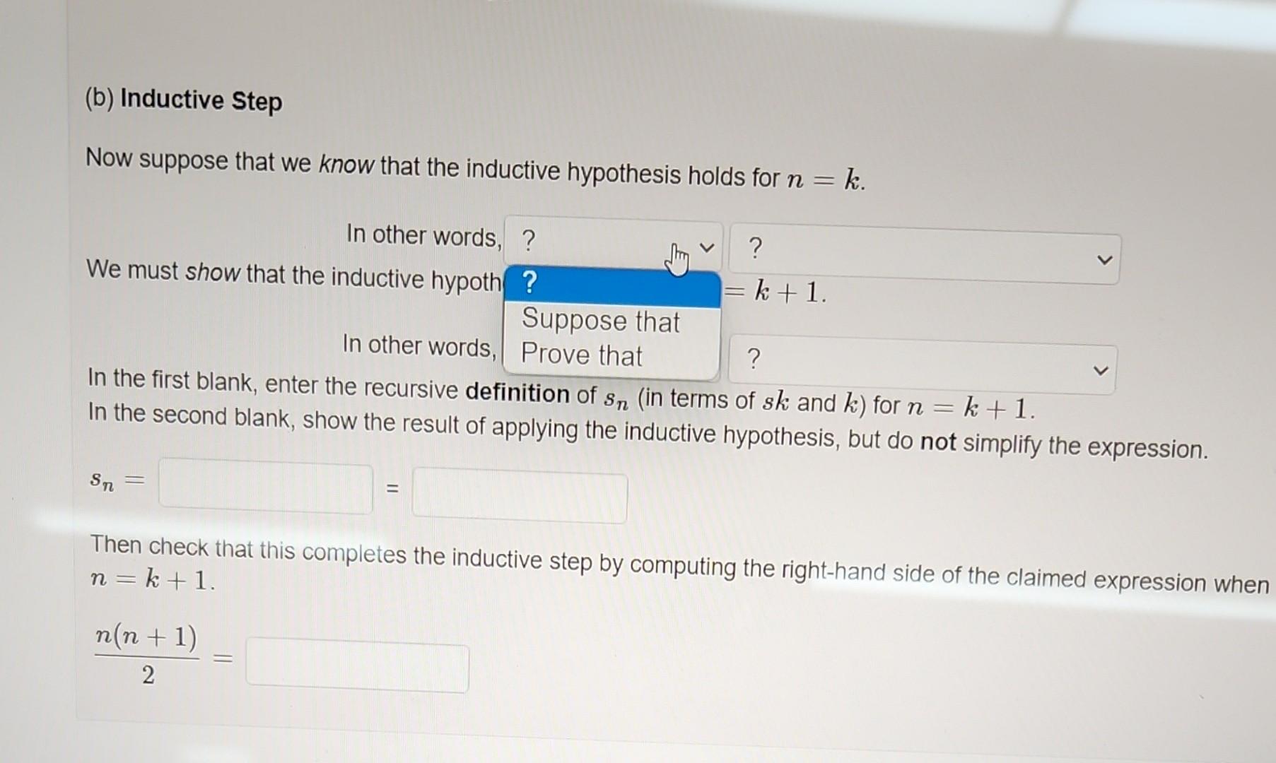 Solved Define a sequence (sn) by sn=1+2+…+n. We wish to use | Chegg.com