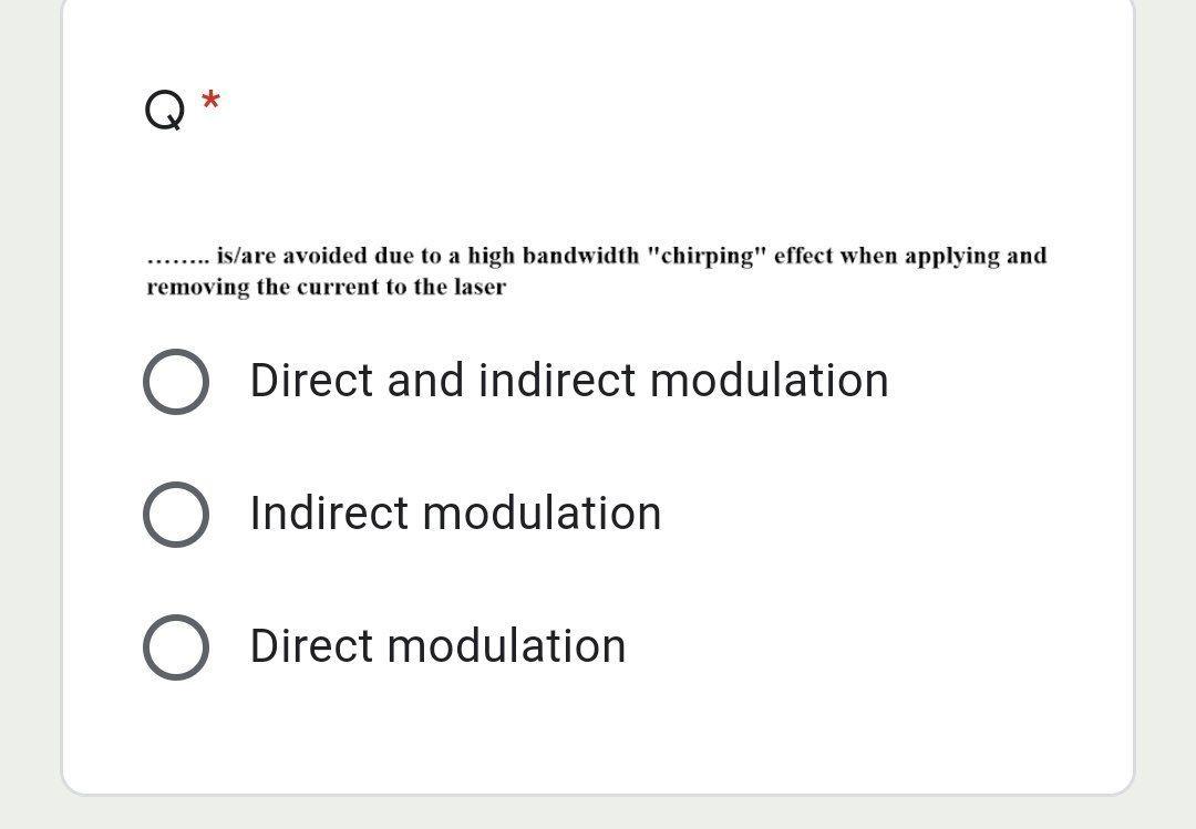 Solved is/are avoided due to a high bandwidth "chirping" | Chegg.com
