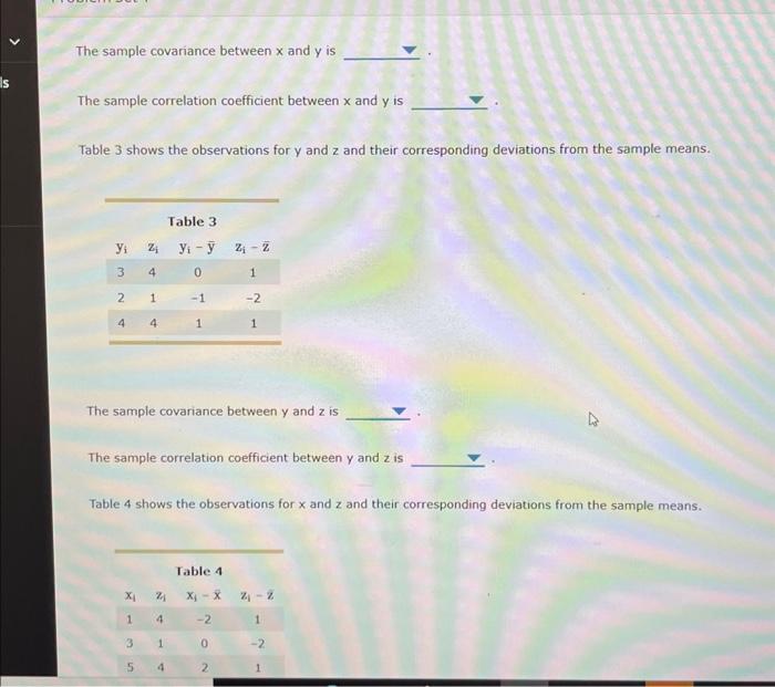 The sample covariance between x and y is The sample | Chegg.com