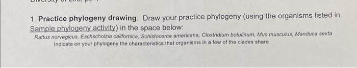 Solved 1. Practice phylogeny drawing. Draw your practice | Chegg.com
