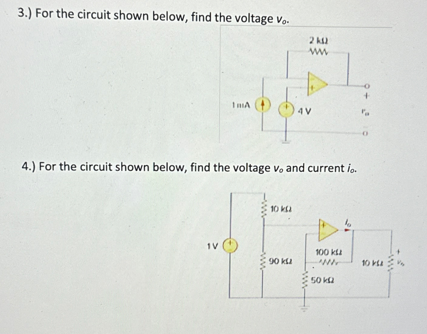 Solved 3.) ﻿For the circuit shown below, find the voltage | Chegg.com