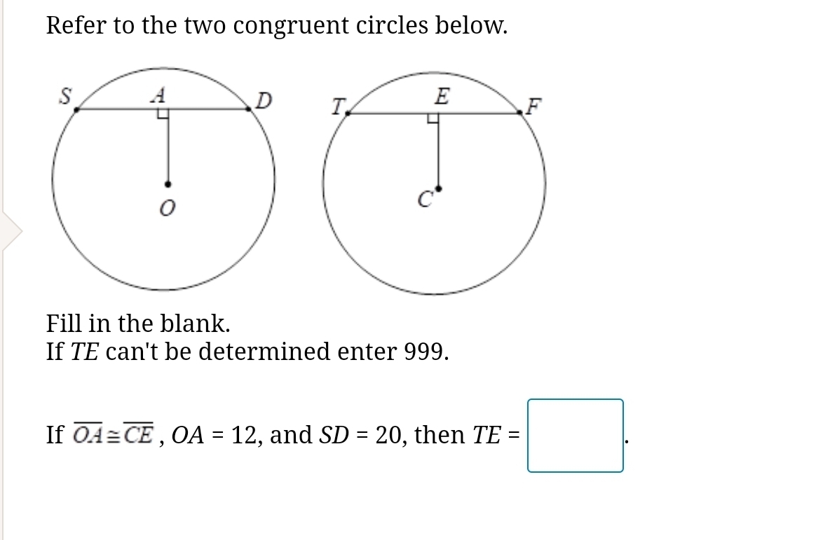 Solved Refer to the two congruent circles below.Fill in the | Chegg.com