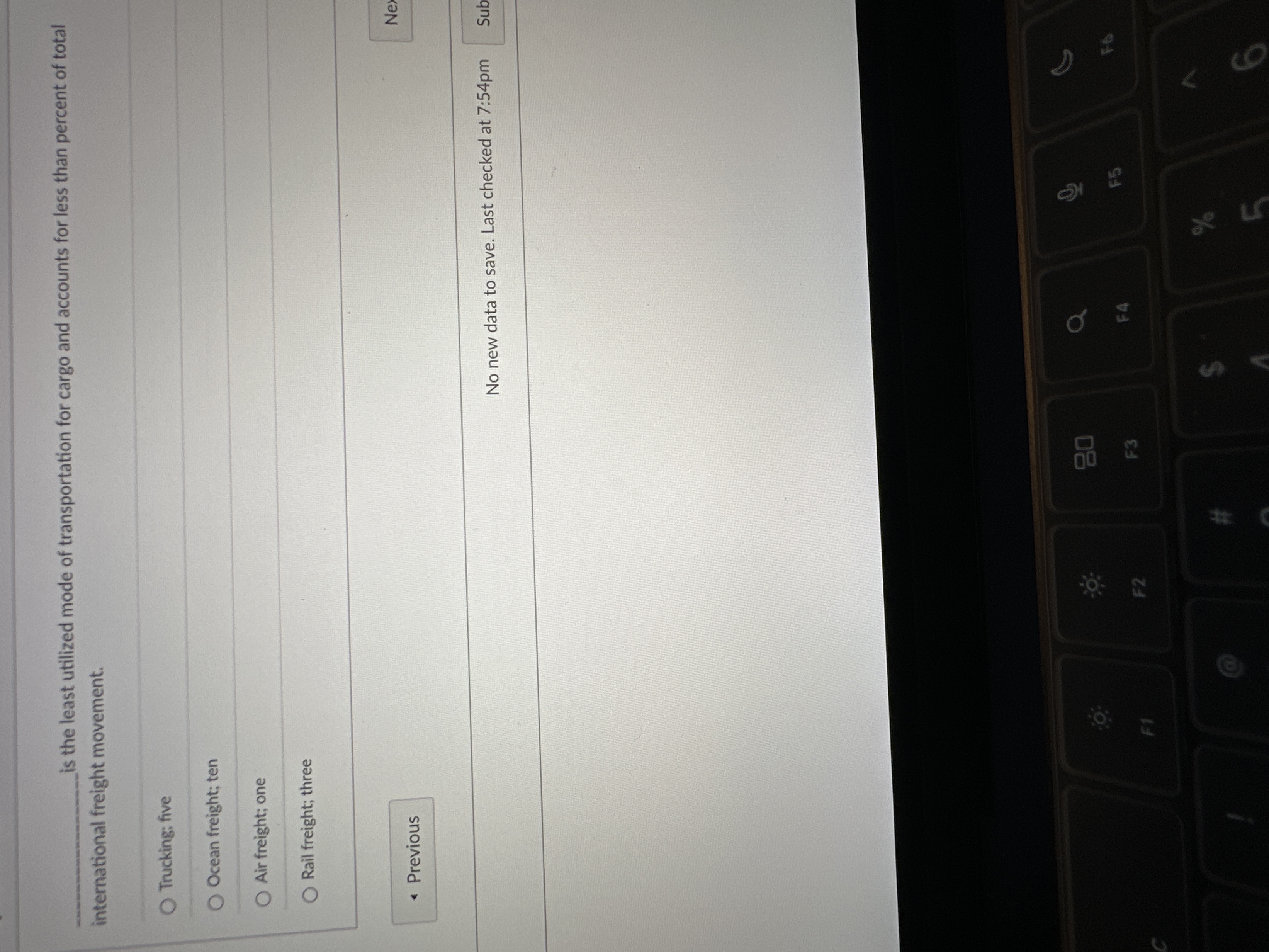 Solved is the least utilized mode of transportation for | Chegg.com