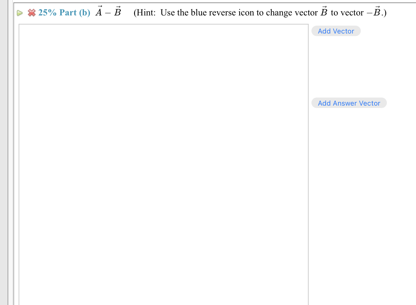 Solved ه25% ﻿Part (b) ﻿vec(A)-vec(B), (Hint: Use the blue | Chegg.com