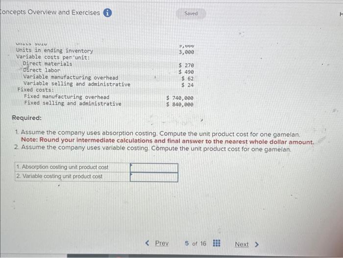 Solved Exercise 6-1 (Algo) Variable and Absorption Costing | Chegg.com