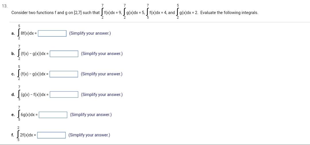 Solved Consider two functions f ﻿and g ﻿on 2,7 ﻿such that | Chegg.com