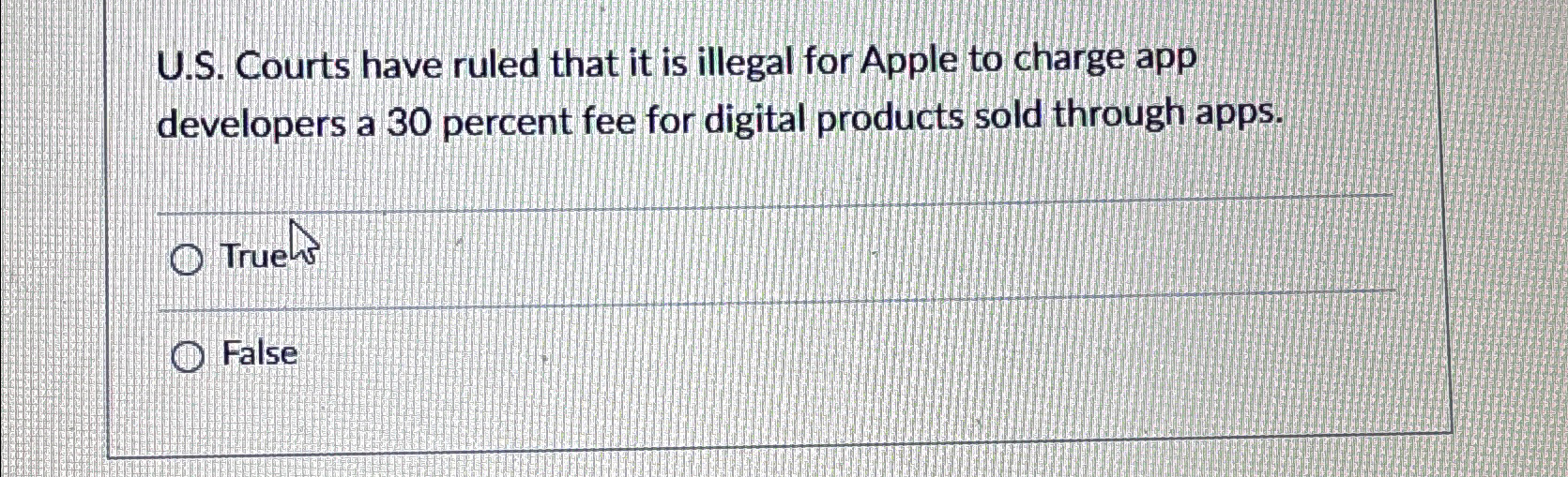 Solved U.S. ﻿Courts have ruled that it is illegal for Apple | Chegg.com