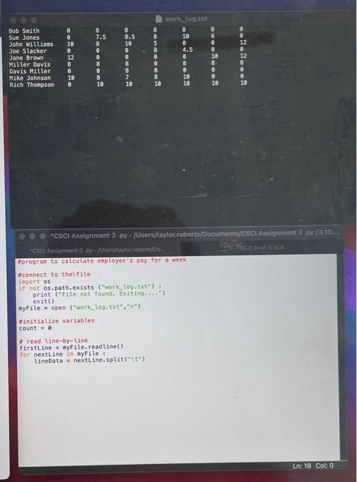 Solved Attached Files: [ work log.txt (264 B) Our employees | Chegg.com