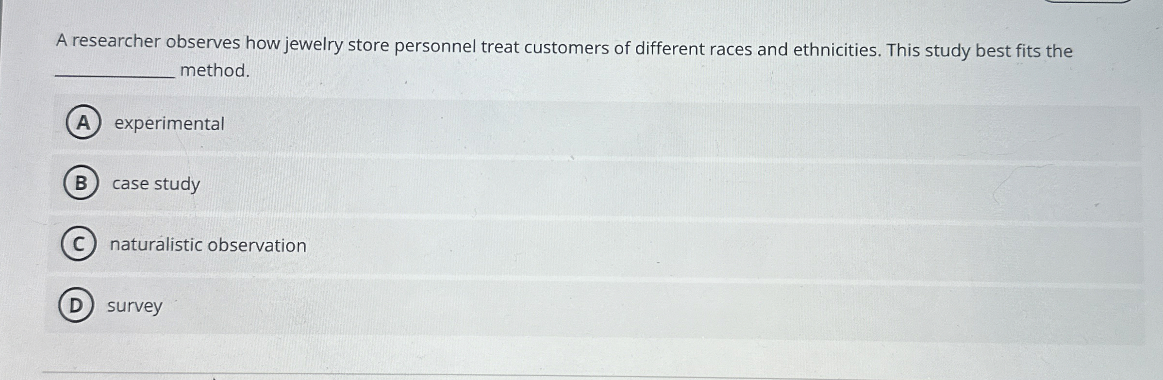 Solved A researcher observes how jewelry store personnel | Chegg.com