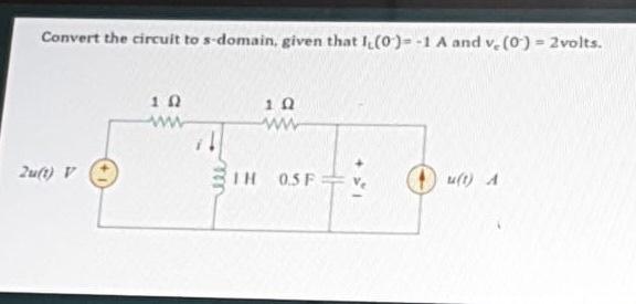 Solved Convert the circuit to s-domain, given that 1.10 )= | Chegg.com