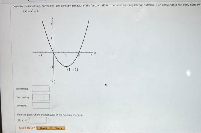Solved Describe the increasing, decreasing, and constant | Chegg.com