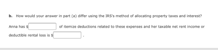 Solved Problem 6-48 (LO. 3) During the year, Anna rented her | Chegg.com