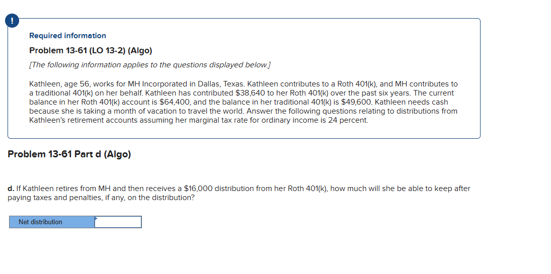 Solved \( ! \) ﻿Required information Problem 13-61 (LO | Chegg.com