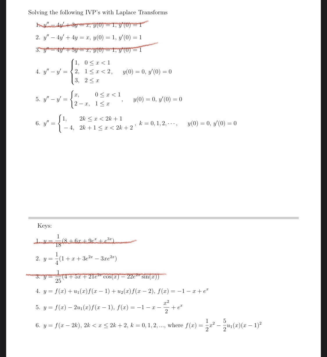 Solved Solving the following IVP's with Laplace | Chegg.com