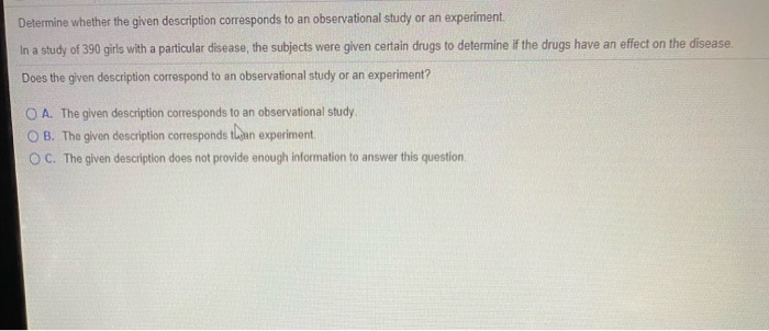 Solved Determine whether the given description corresponds | Chegg.com
