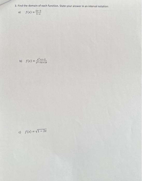 Solved 1. Evaluate each function at the given points: a) | Chegg.com