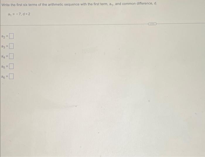 Solved Write the first six terms of the arithmetic sequence | Chegg.com