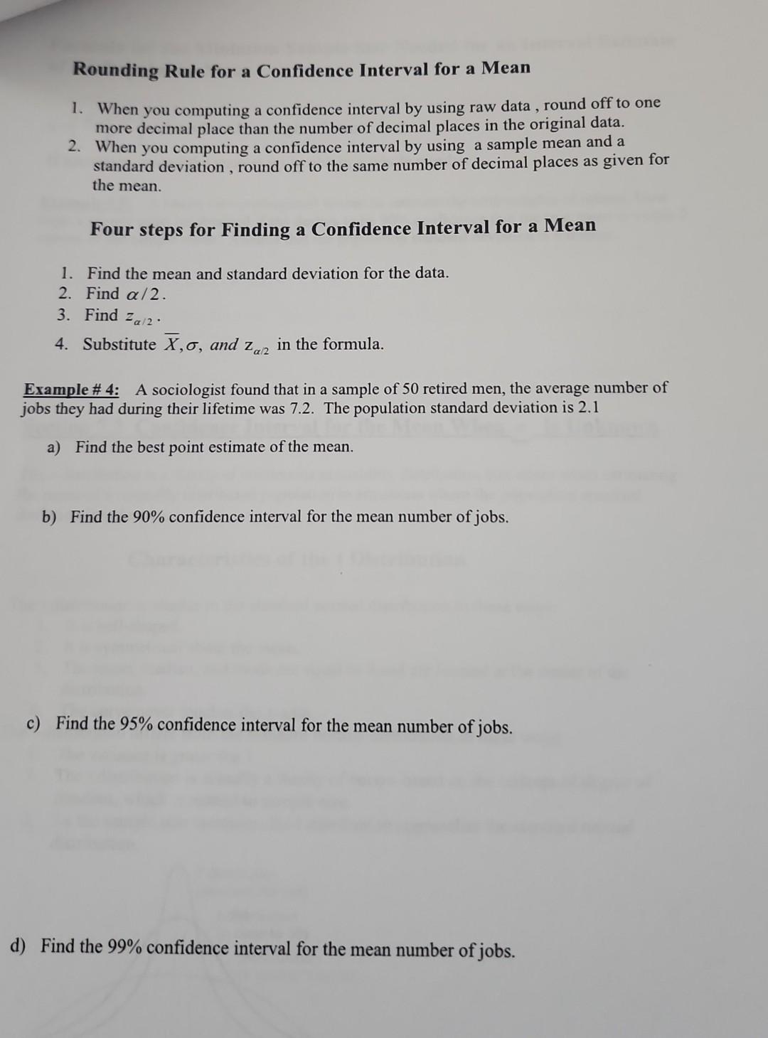 Solved Rounding Rule for a Confidence Interval for a Mean 1. | Chegg.com