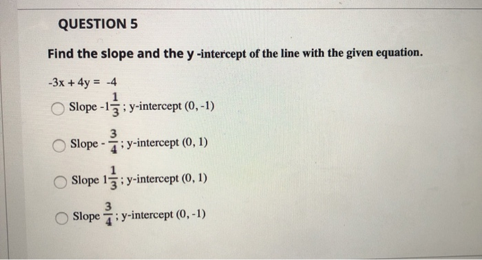 Solved QUESTION 5 Find the slope and the y-intercept of the | Chegg.com