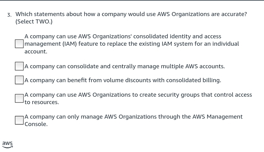 Solved Which statements about how a company would use AWS | Chegg.com