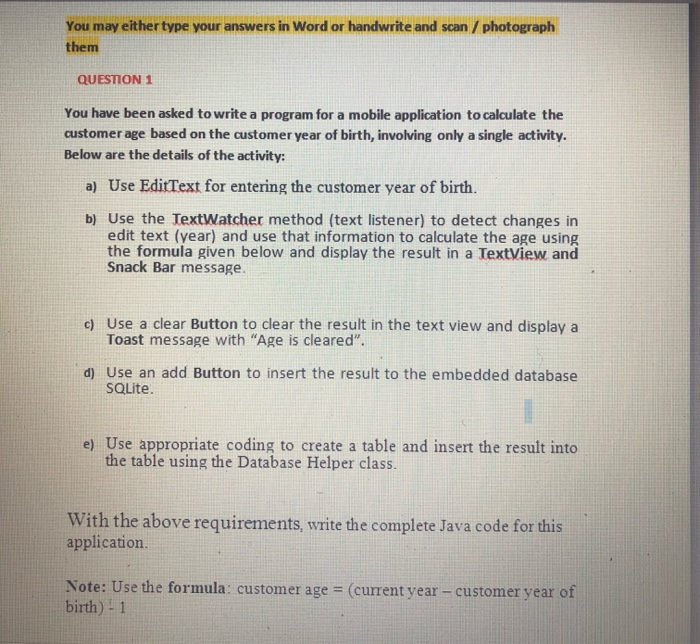 Solved You may either type your answers in Word or handwrite | Chegg.com