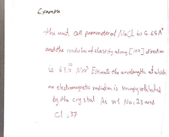 Solved Example the unit cell parameter of NaCl és 5.65A and | Chegg.com