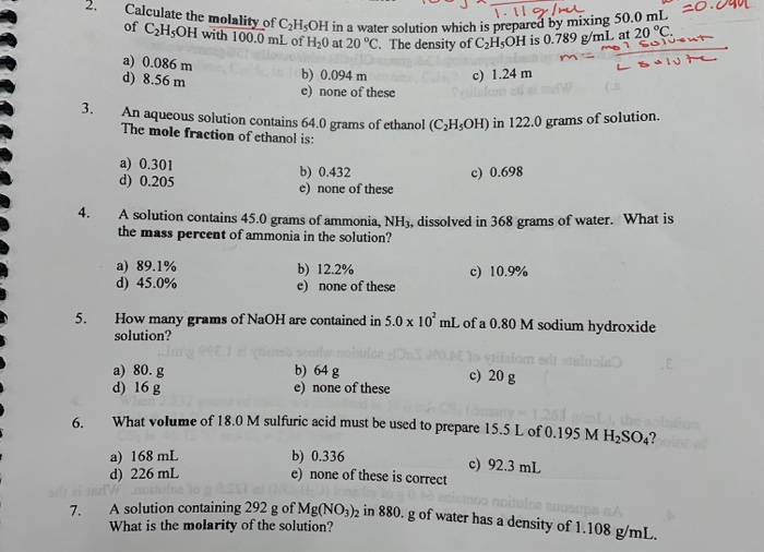 Solved JA- Calculate the molality of CHSOH in a water | Chegg.com