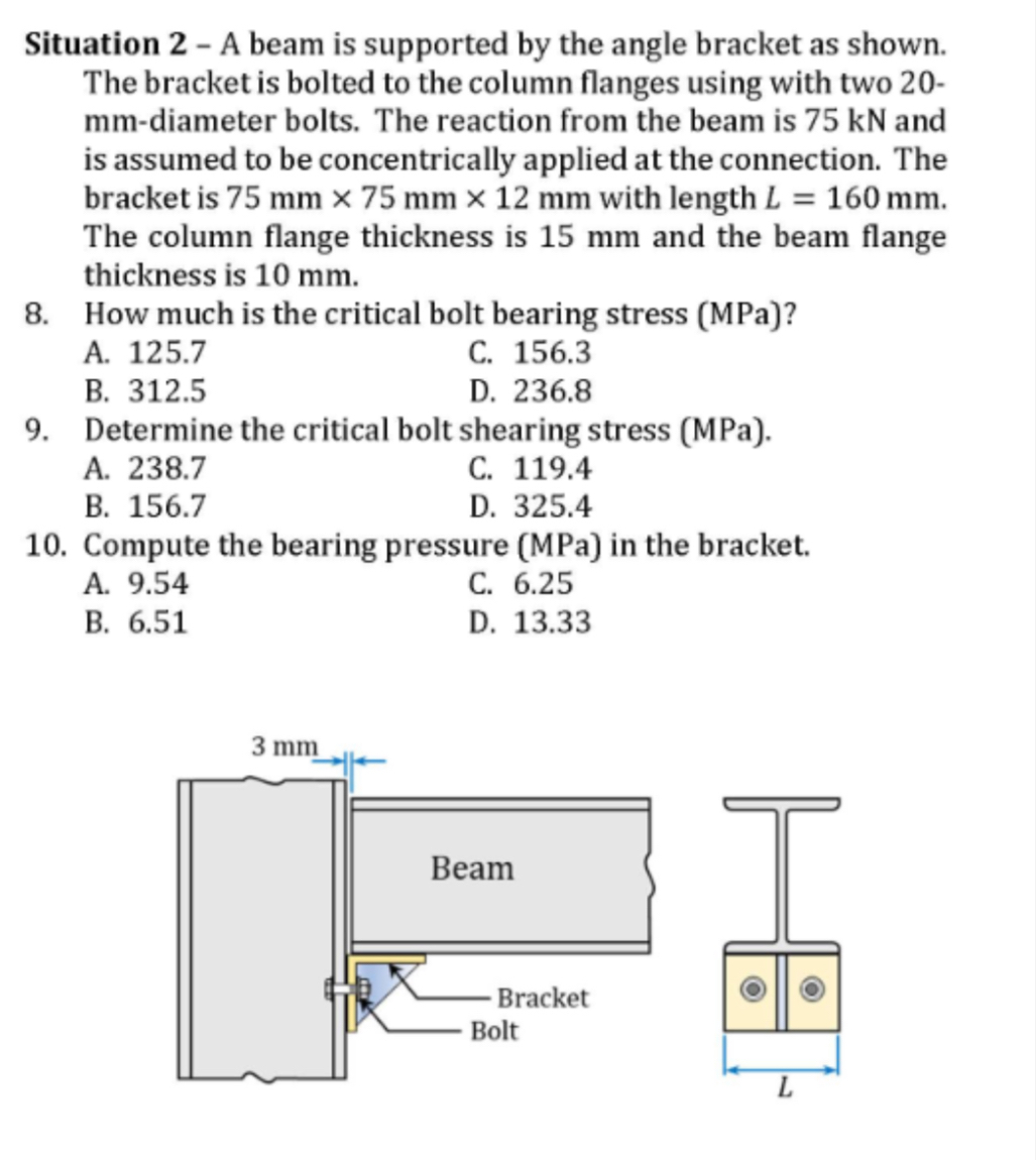 Solved Situation 2 - ﻿A beam is supported by the angle | Chegg.com