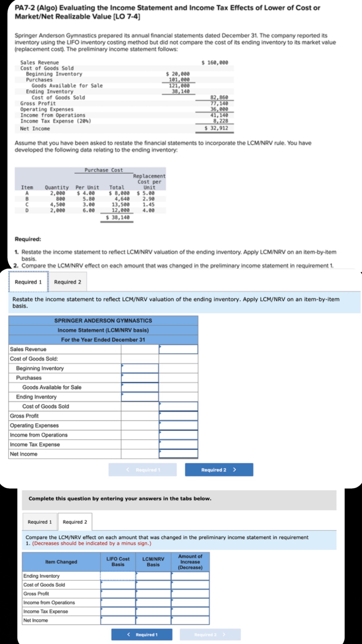 Solved PA7-2 (Algo) ﻿Evaluating the Income Statement and | Chegg.com