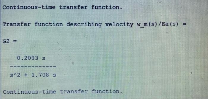 Solved Continuous-time transfer function. Transfer function | Chegg.com