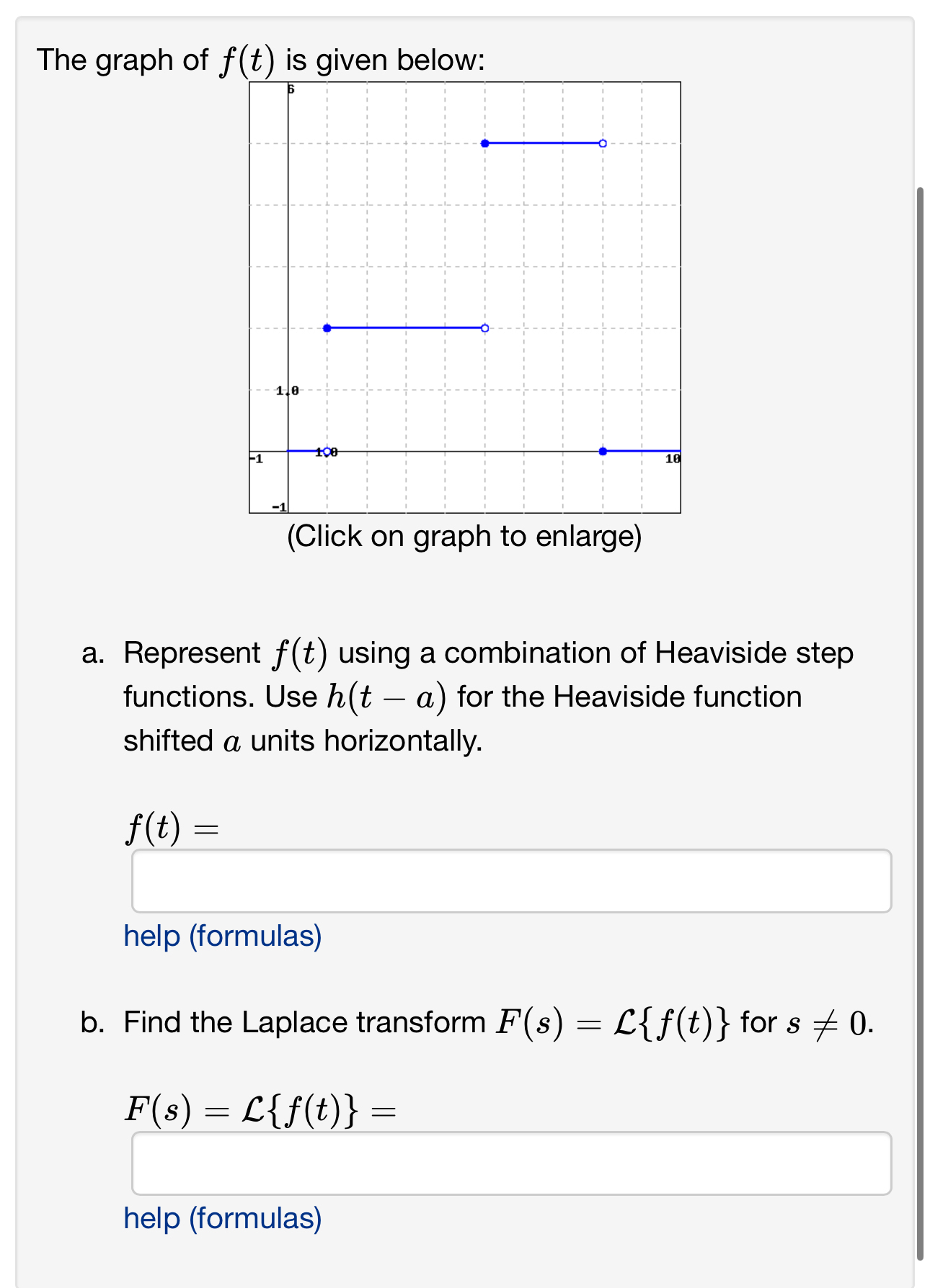 [Solved]: The graph of a. Represent f(t) using a combination