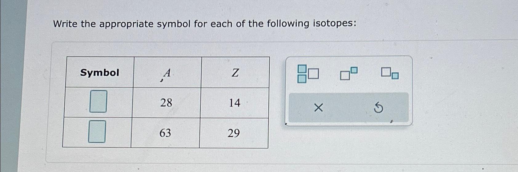 Solved Write the appropriate symbol for each of the | Chegg.com