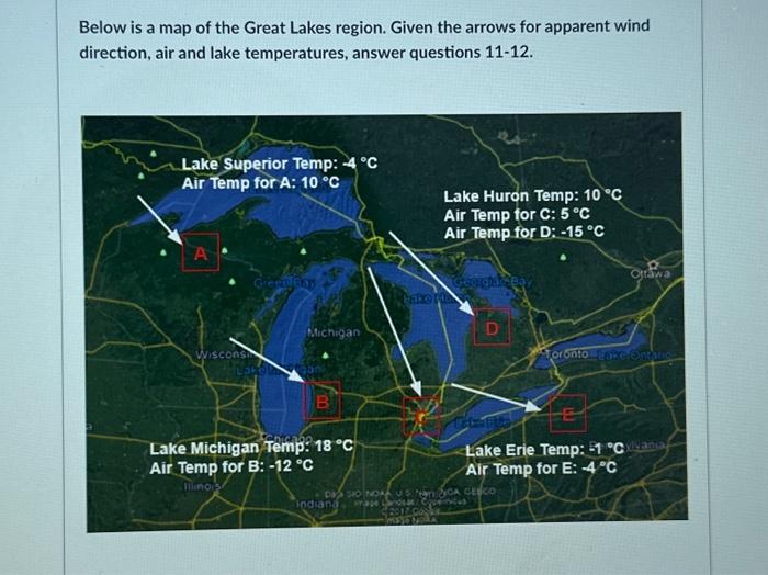 Solved Below is a map of the Great Lakes region. Given the | Chegg.com