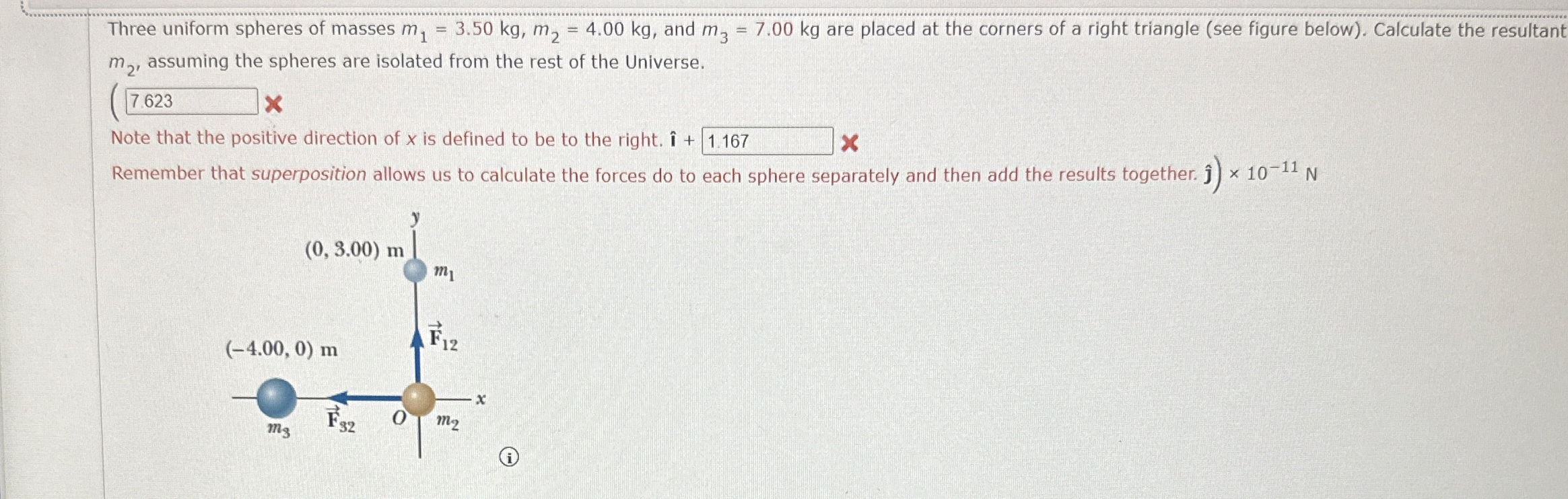 Solved Three spheres of masses | Chegg.com