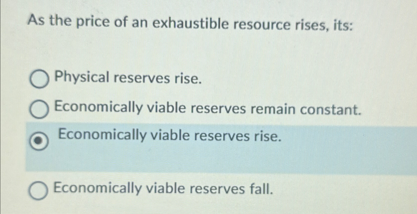 Solved As the price of an exhaustible resource rises, | Chegg.com