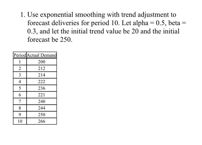 Solved 1. Use exponential smoothing with trend adjustment to | Chegg.com