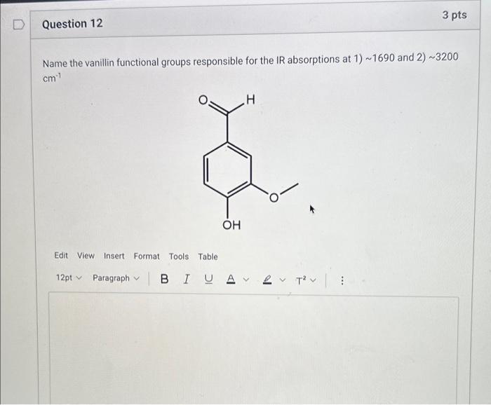 Solved Name the vanillin functional groups responsible for | Chegg.com