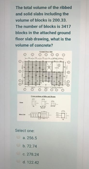 Solved The total volume of the ribbed and solid slabs | Chegg.com