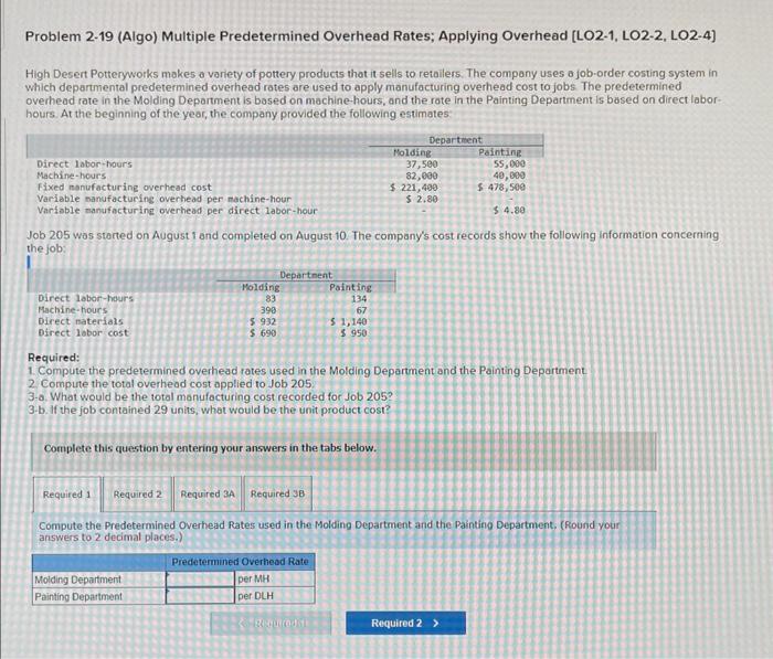 Solved Problem 2-19 (Algo) Multiple Predetermined Overhead | Chegg.com