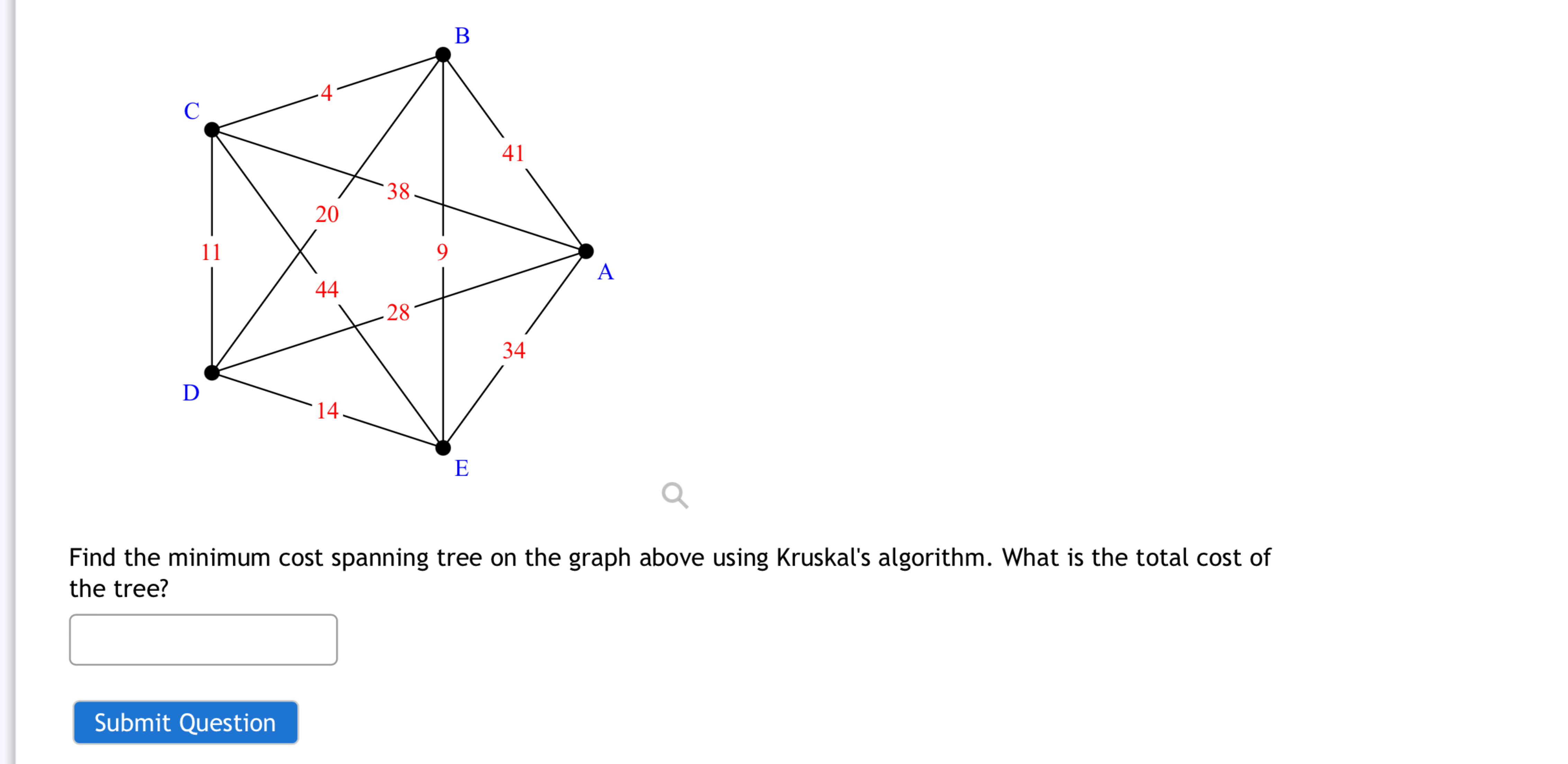 Solved Find the minimum cost spanning tree on the graph | Chegg.com