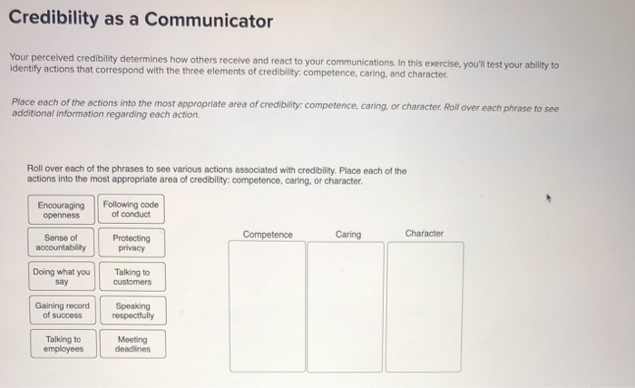 Solved Credibility as a Communicator Your perceived | Chegg.com