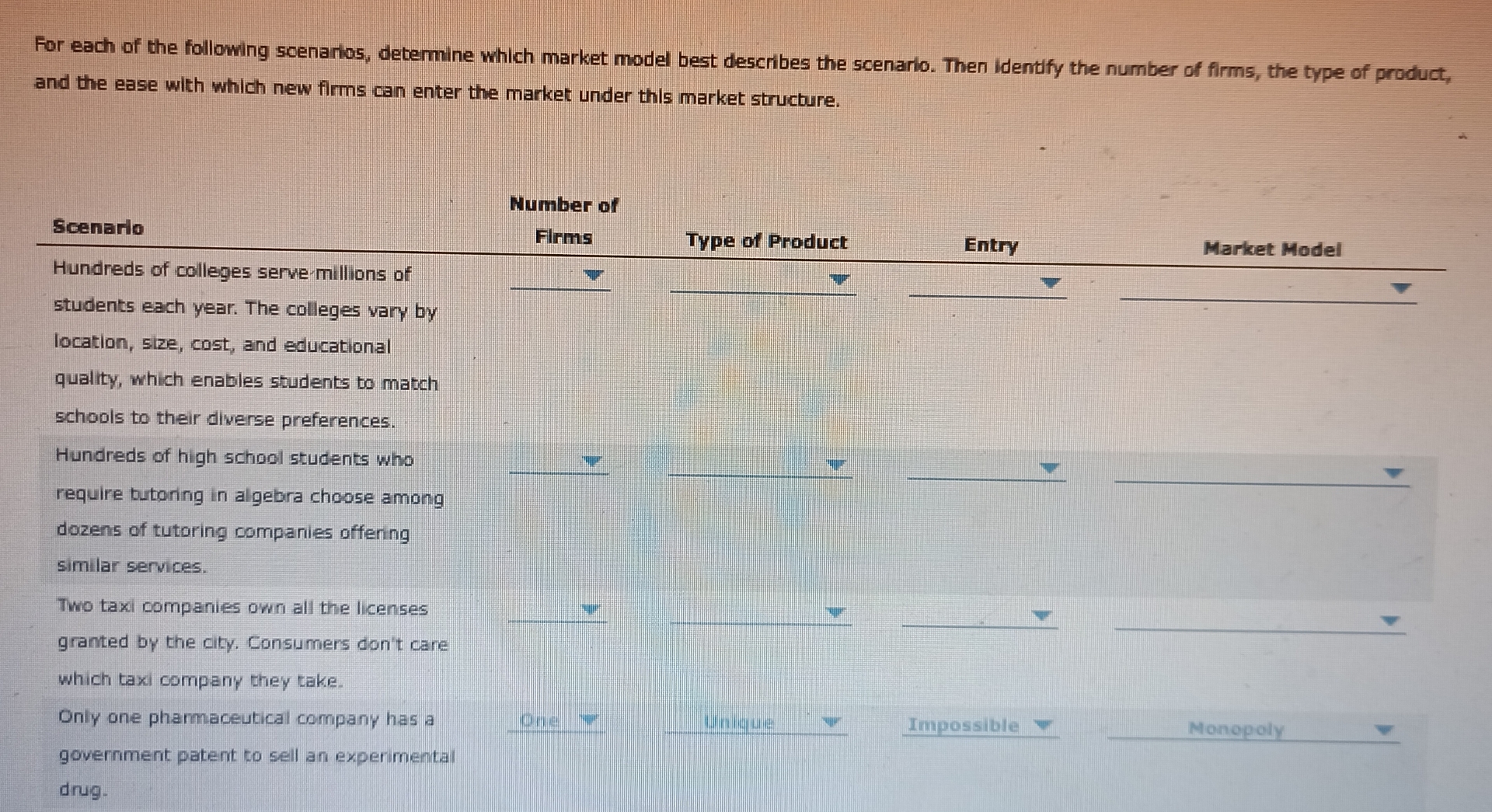 Solved For each of the following scenarios, determine which | Chegg.com