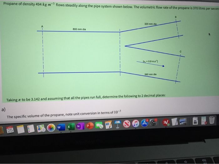 Solved Propane of density 494 kg m flows steadily along the | Chegg.com