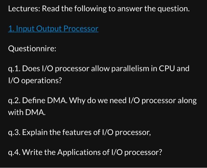 Solved Lectures: Read the following to answer the question. | Chegg.com