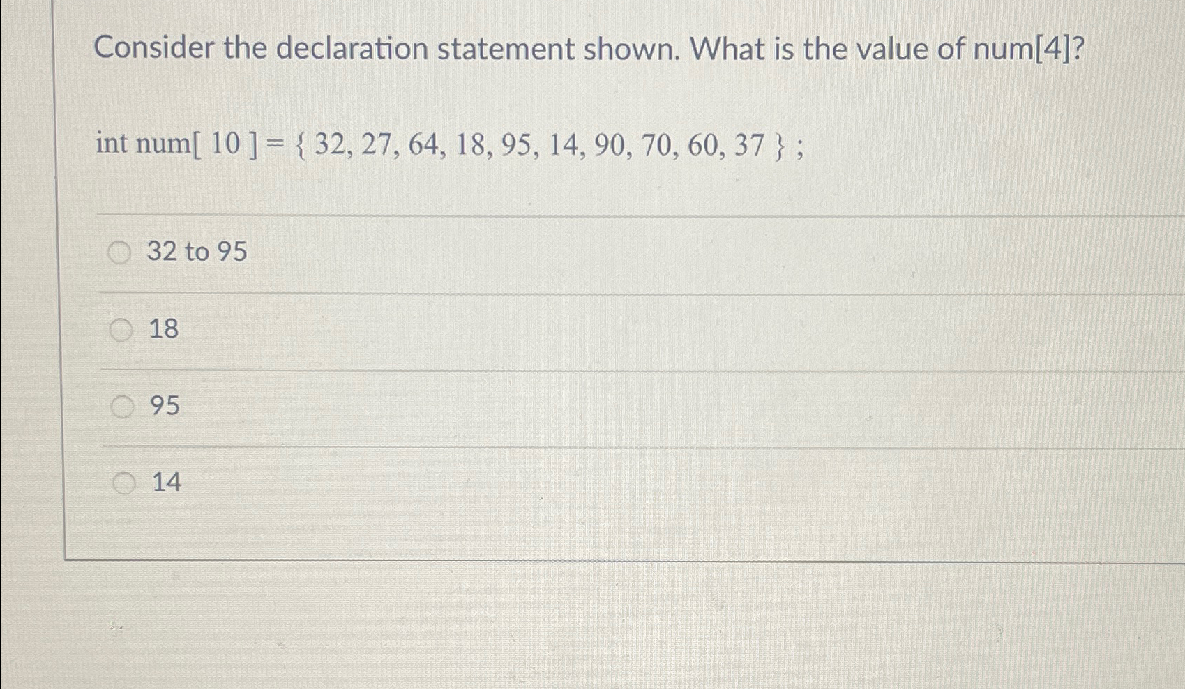Solved Consider the declaration statement shown. What is the | Chegg.com